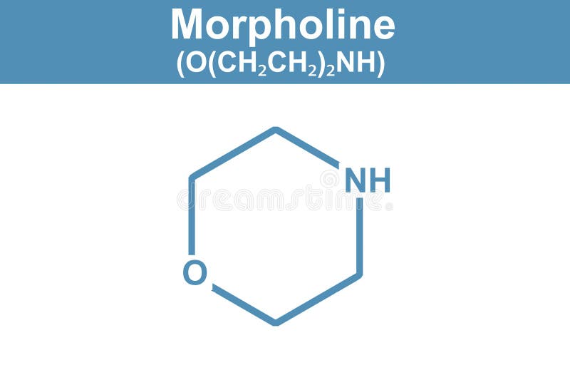 Chemistry Illustration of Morpholine O(CH2CH2)2NH in Blue Stock ...