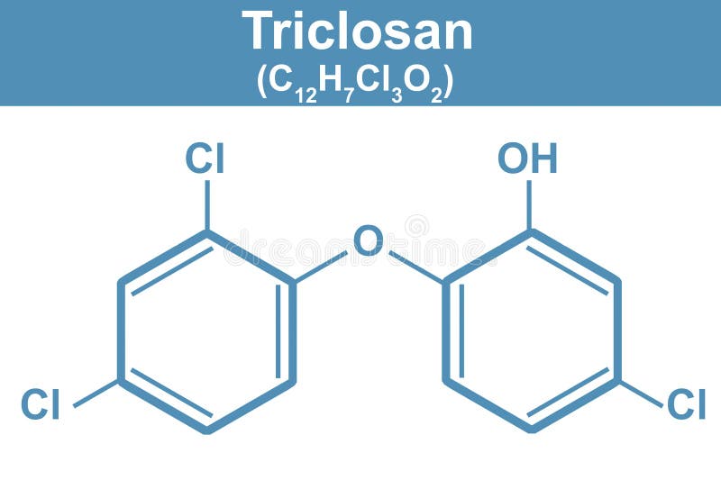 Chemistry Illustration of Triclosan in Blue Stock Illustration ...