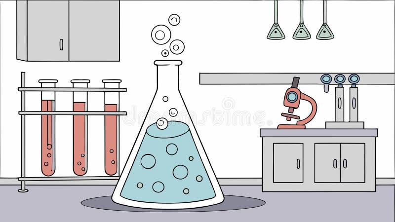 Chemistry Lab with Beakers and Flasks, Science, Vector Design ...