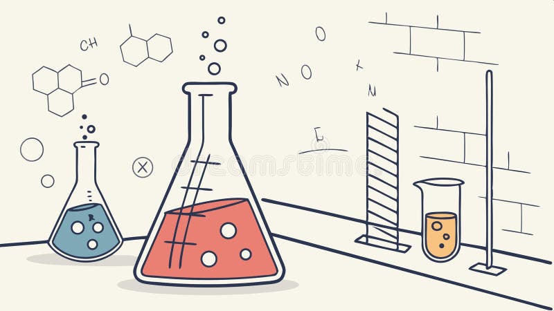 Chemistry Lab Beakers, Scientific Research and Experiments. Vector ...