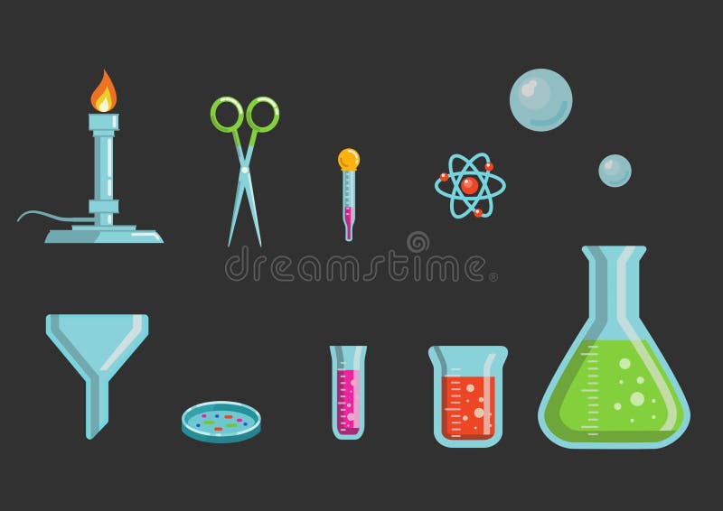 Chemistry Lab Equipment. Flat Vector Illustration Stock Photo ...