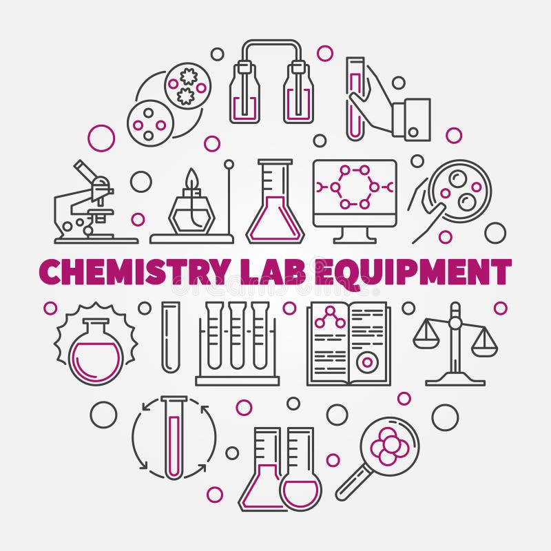 Chemistry Lab Equipment Vector Outline Round Illustration Stock Vector ...