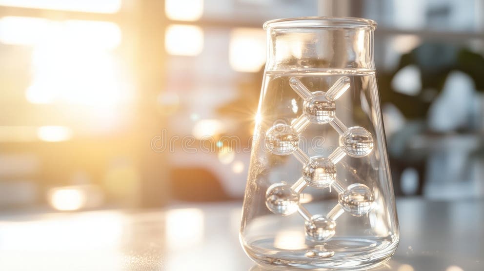 Chemistry Lab Experiment with Molecular Structure Stock Image - Image ...
