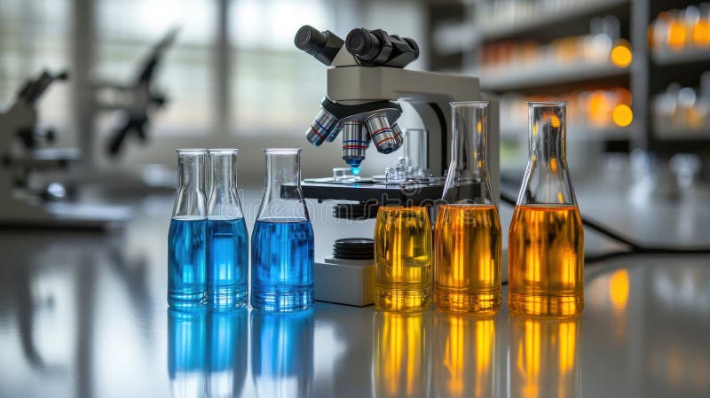 Chemistry Lab Experiment, Ongoing Scientific Experiment with Microscope ...