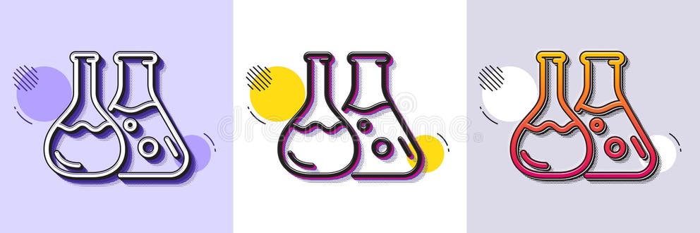 Chemistry Lab Line Icon. Laboratory Flask Sign. Analysis. Halftone ...