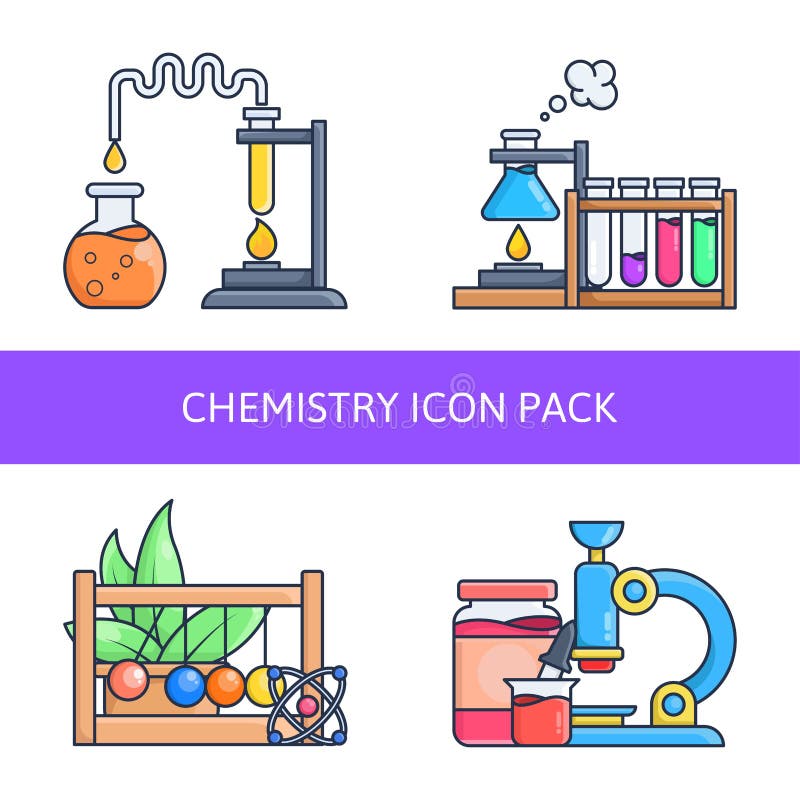 Chemistry Icon Pack stock vector. Illustration of flat - 168767441