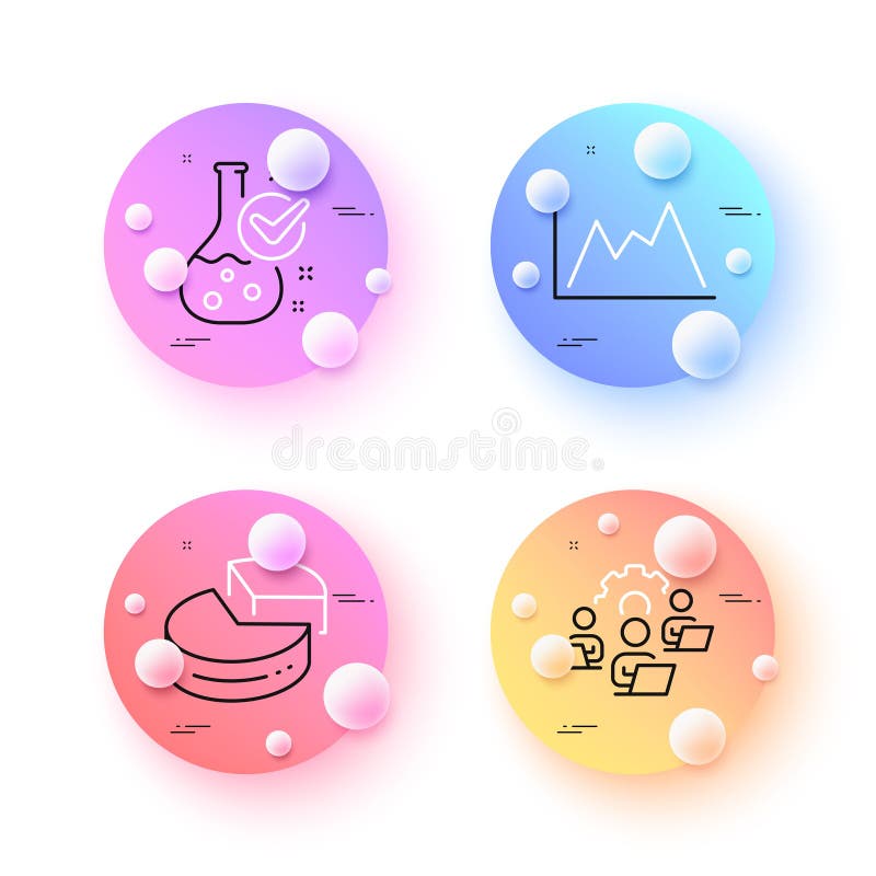 Chemistry Lab, Pie Chart and Teamwork Minimal Line Icons. for Web ...