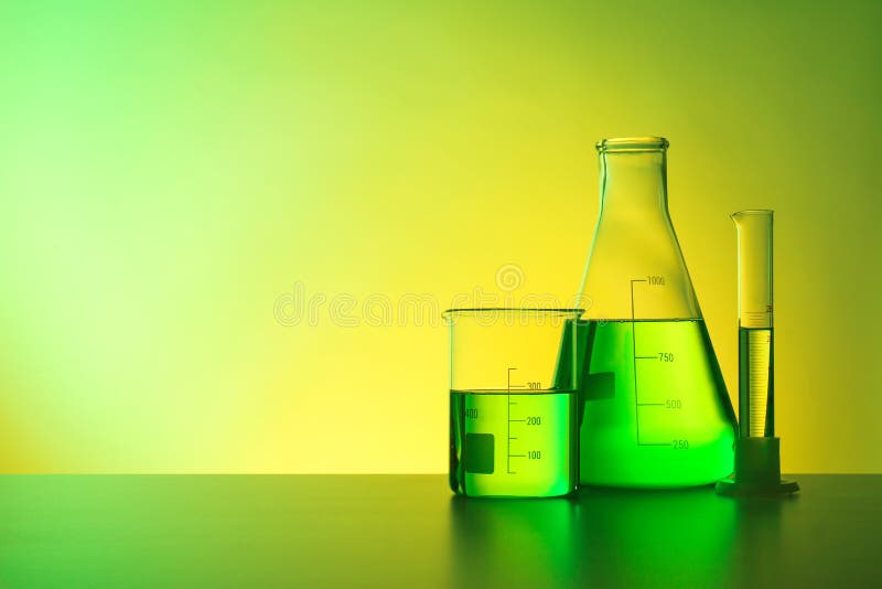 Chemistry Laboratory Glassware with Samples on Table Stock Image ...
