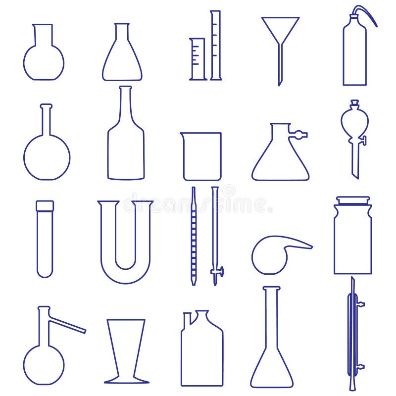 Chemistry Laboratory Glassware Simple Outline Icons Stock Vector ...