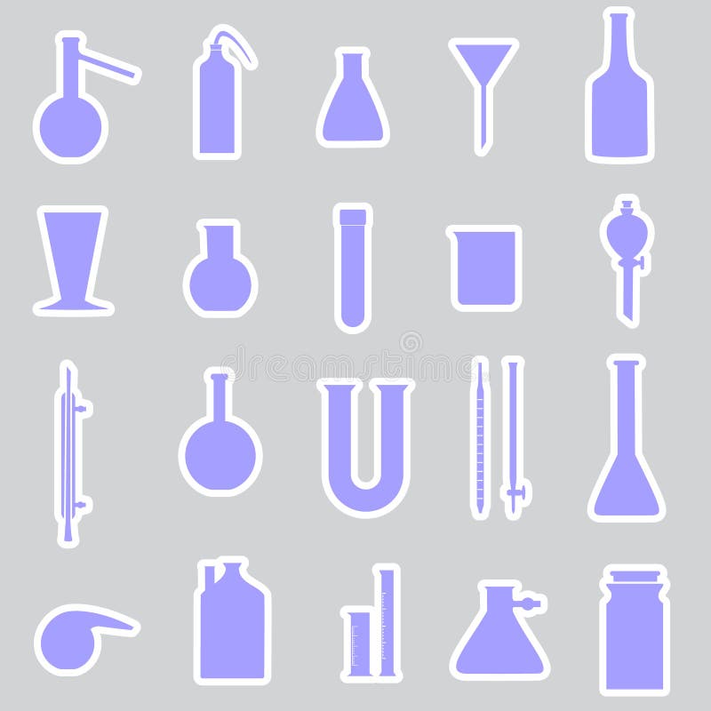 Chemistry Laboratory Glassware Stickers Stock Vector - Illustration of ...