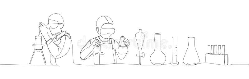 Chemistry Lesson Set, Student Conducts Experiment, Mixes Reagents ...