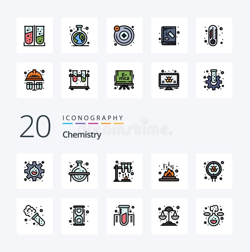 20 Chemistry Line Filled Color Icon Pack Like Molecule Science ...