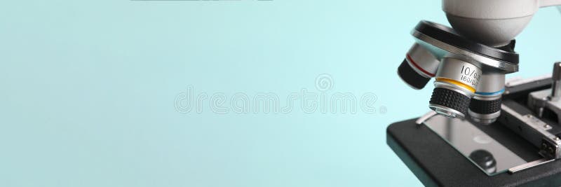 Chemistry Microscope on Modern Blue Background Stock Image - Image of ...