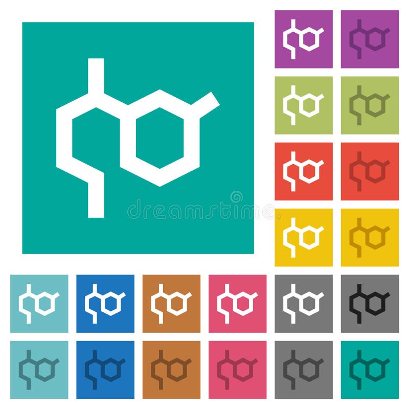 Chemistry Molecule Formula Square Flat Multi Colored Icons Stock Vector ...