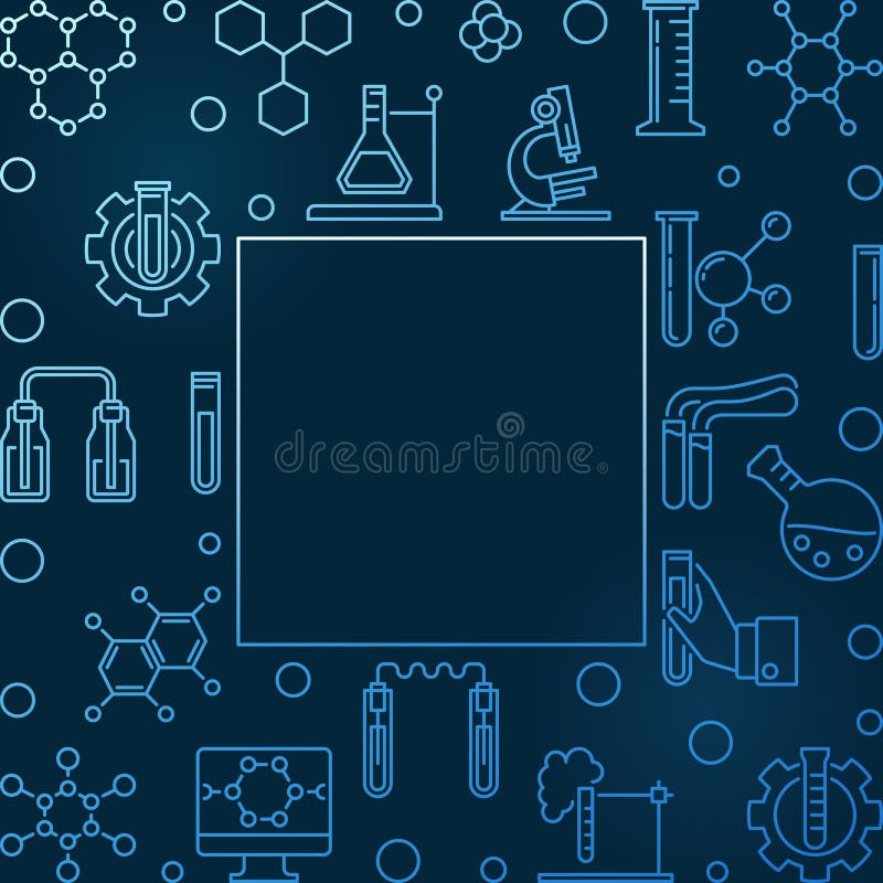 Chemistry Outline Colorful Square Frame - Vector Background Stock ...