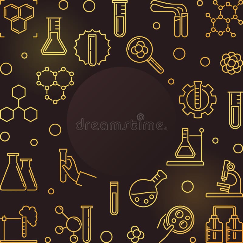 Chemistry Outline Golden Vector Frame - Chemical Background Stock ...