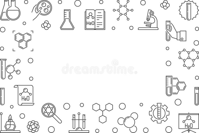 Chemistry Outline Vector Horizontal Banner with Empty Space Stock ...