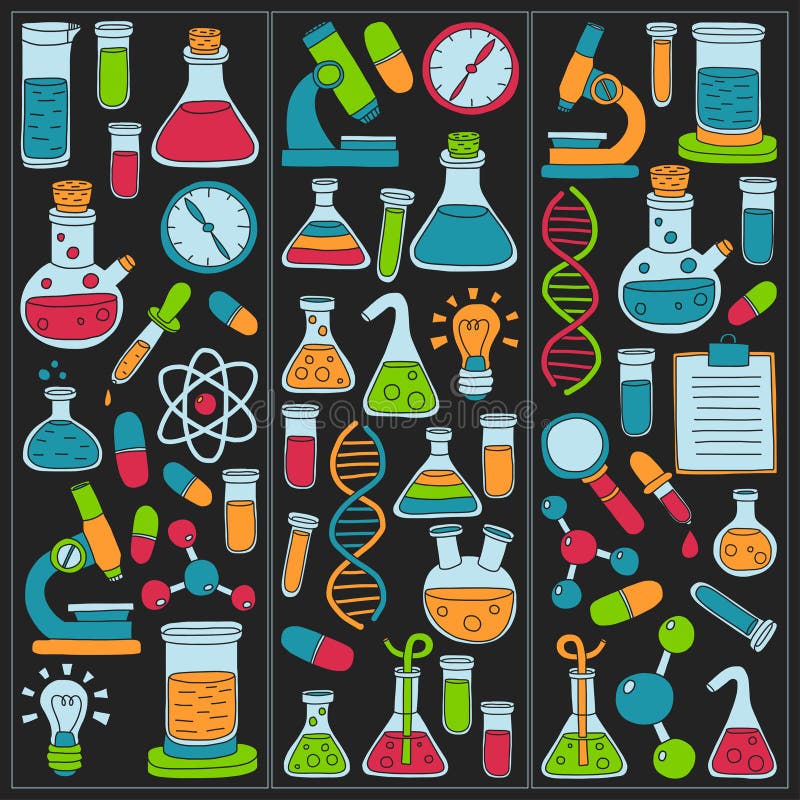 Chemistry Pharmacology Natural Sciences Vector Doodle Set Stock Vector ...