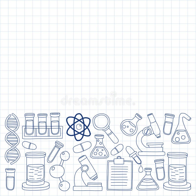 Chemistry Pharmacology Natural Sciences Vector Doodle Set Stock Vector ...