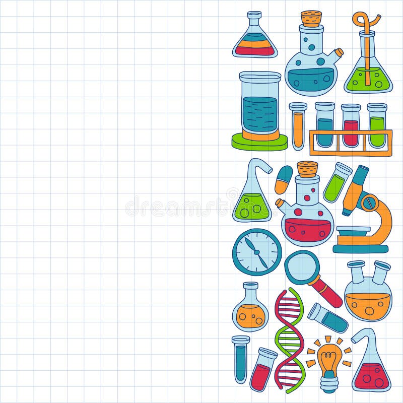 Chemistry Pharmacology Natural Sciences Vector Doodle Set Stock Vector ...