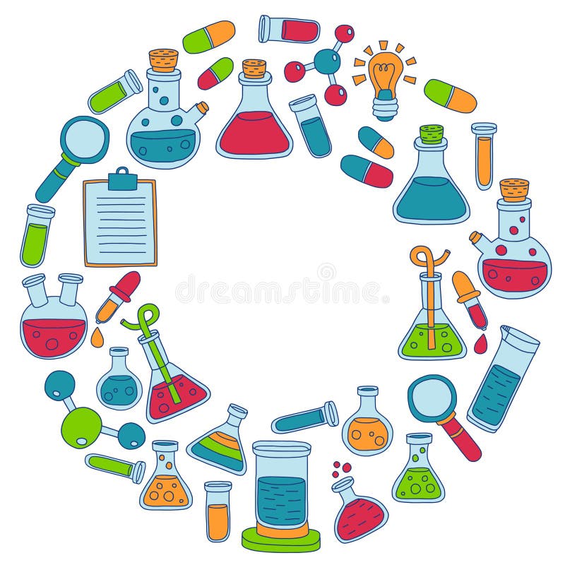 Chemistry Pharmacology Natural Sciences Vector Doodle Set Stock Vector ...