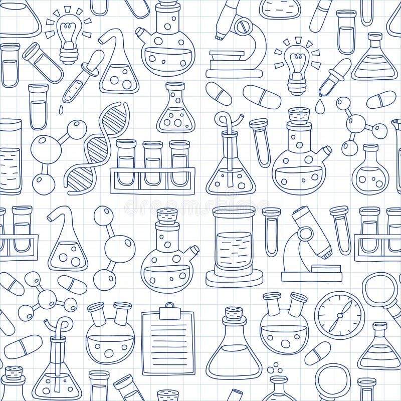 Chemistry Pharmacology Natural Sciences Vector Doodle Set Stock Vector ...