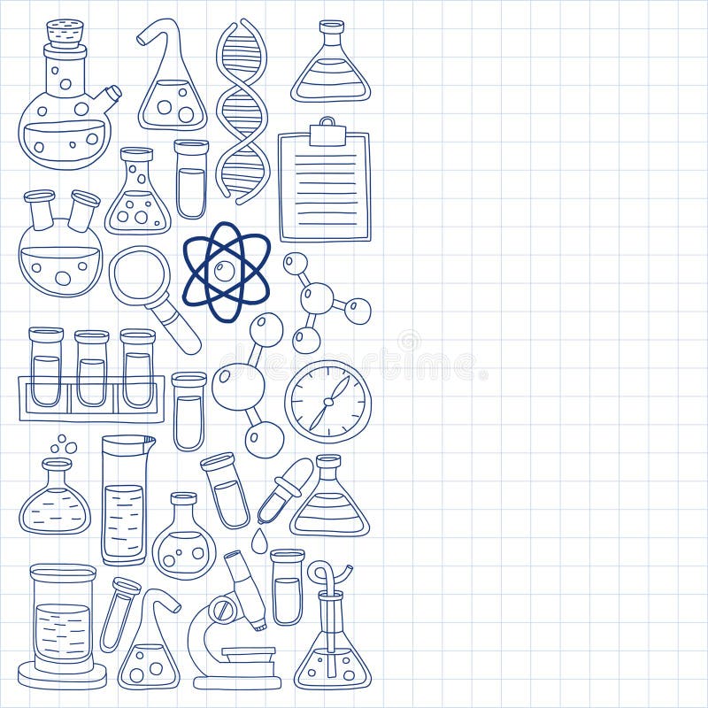 Chemistry Pharmacology Natural Sciences Vector Doodle Set Stock Vector ...