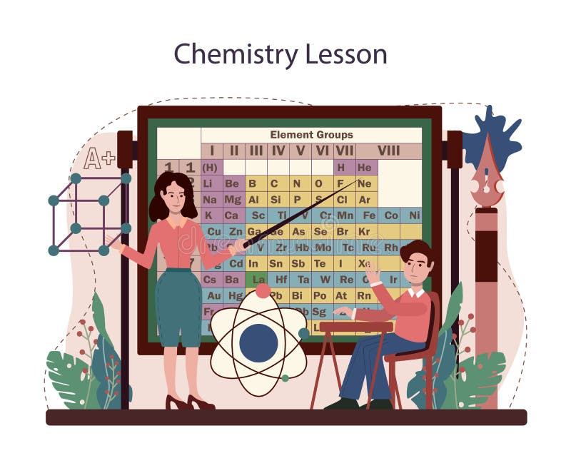Chemistry School Lesson. Student Learning Chemical Formula Stock Vector ...