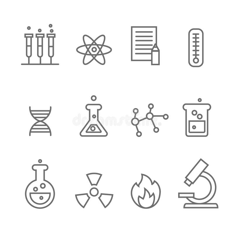 Chemistry Science and Bio Technology Line Icons. Stock Vector ...