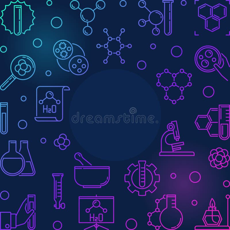 Chemistry Science Colored Outline Frame - Vector Illustration Stock ...