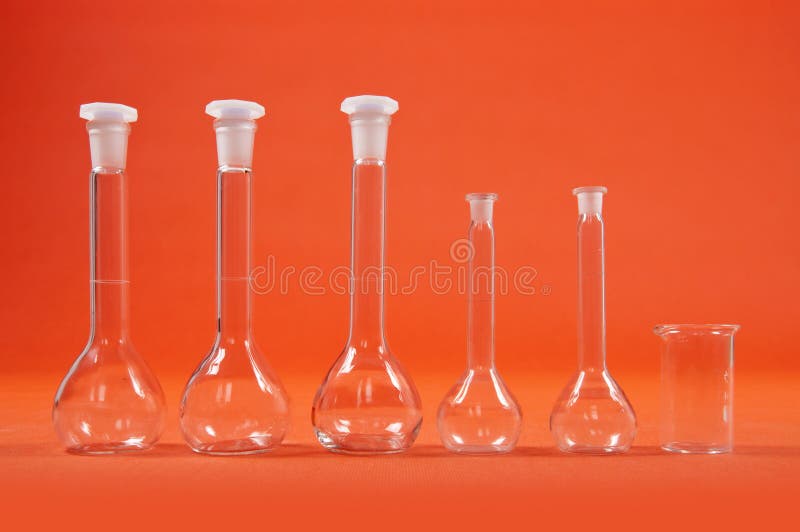 Chemistry Science - Flasks on Orange Background Stock Photo - Image of ...