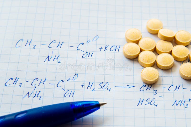 Chemistry Science Formulas on White Sheet Stock Photo - Image of ...