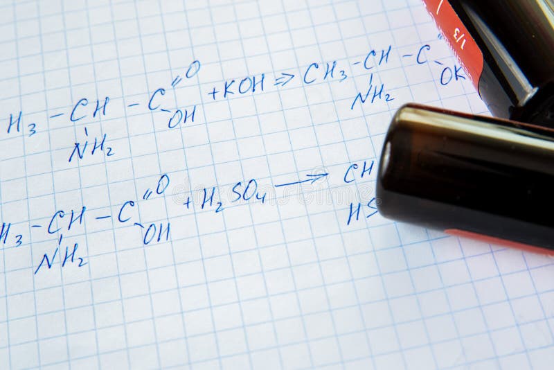 Chemistry Science Formulas on White Sheet Stock Photo - Image of ...