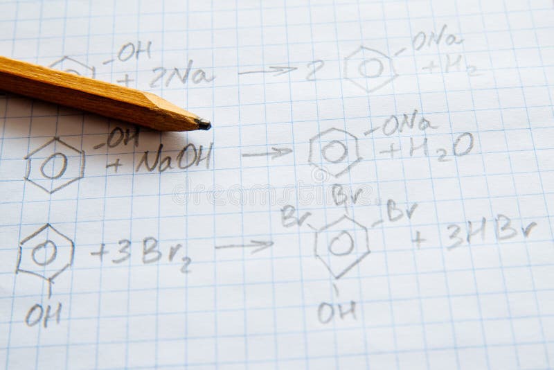 Chemistry Science Formulas on White Sheet Stock Photo - Image of ...