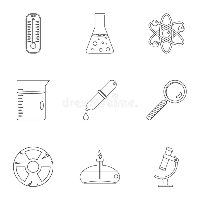 Chemistry Science Icon Set, Outline Style Stock Vector - Illustration ... Chemistry Science Icon Set, Outline Style Stock Vector - Illustration ...