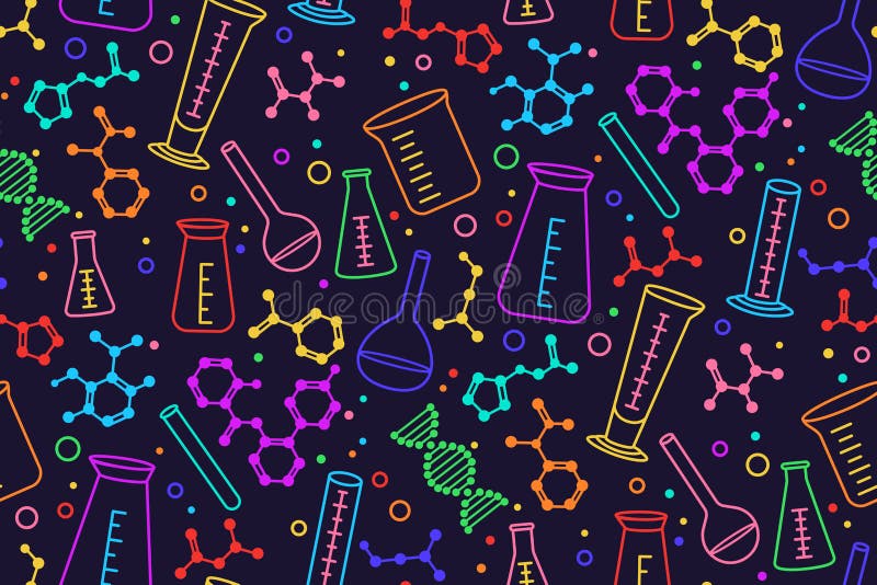 Chemistry Science Molecule Vector Seamless Pattern Stock Vector ...
