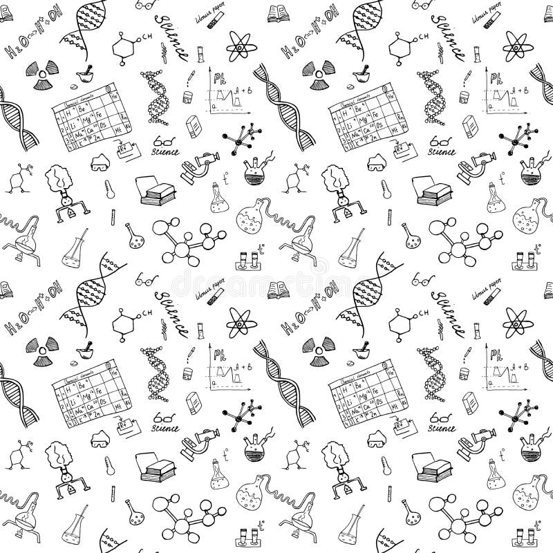 Chemistry and Science Seamless Pattern with Sketch Elements Hand Drawn ...