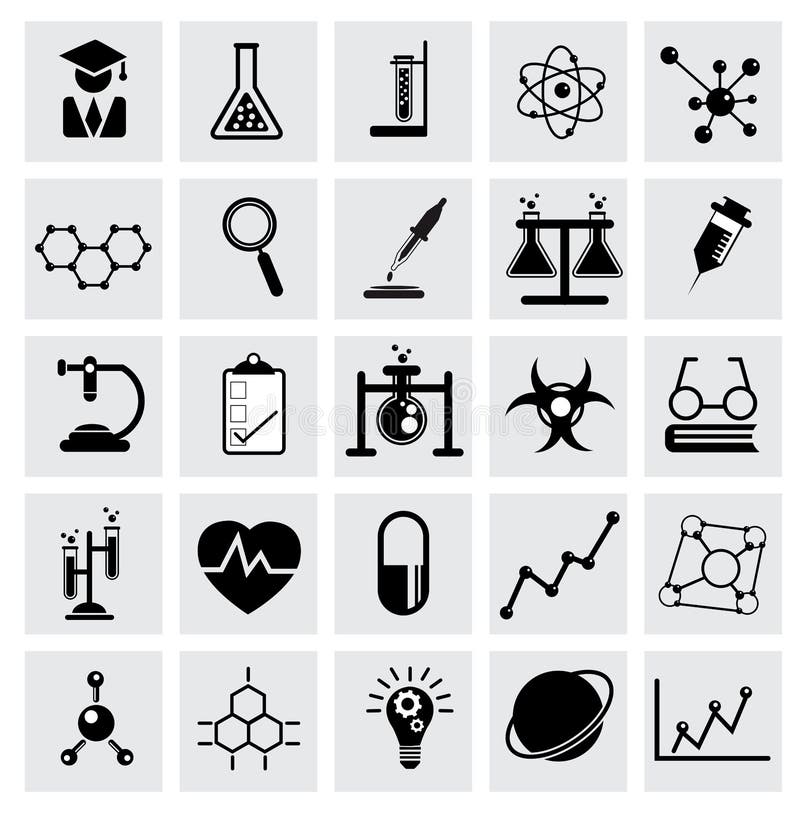 Science Icon Set stock vector. Illustration of atom, icons - 22742382