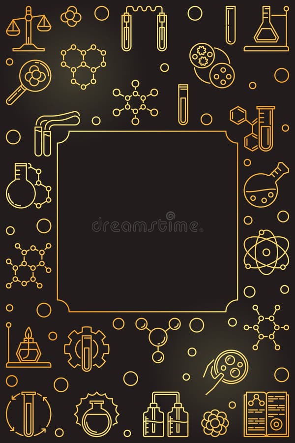Chemistry Science Vertical Golden Frame. Vector Illustration Stock ...
