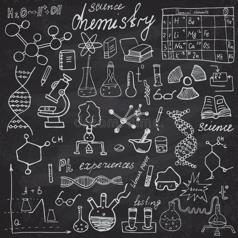 Hand drawn chemistry set stock vector. Illustration of sheet - 50195665