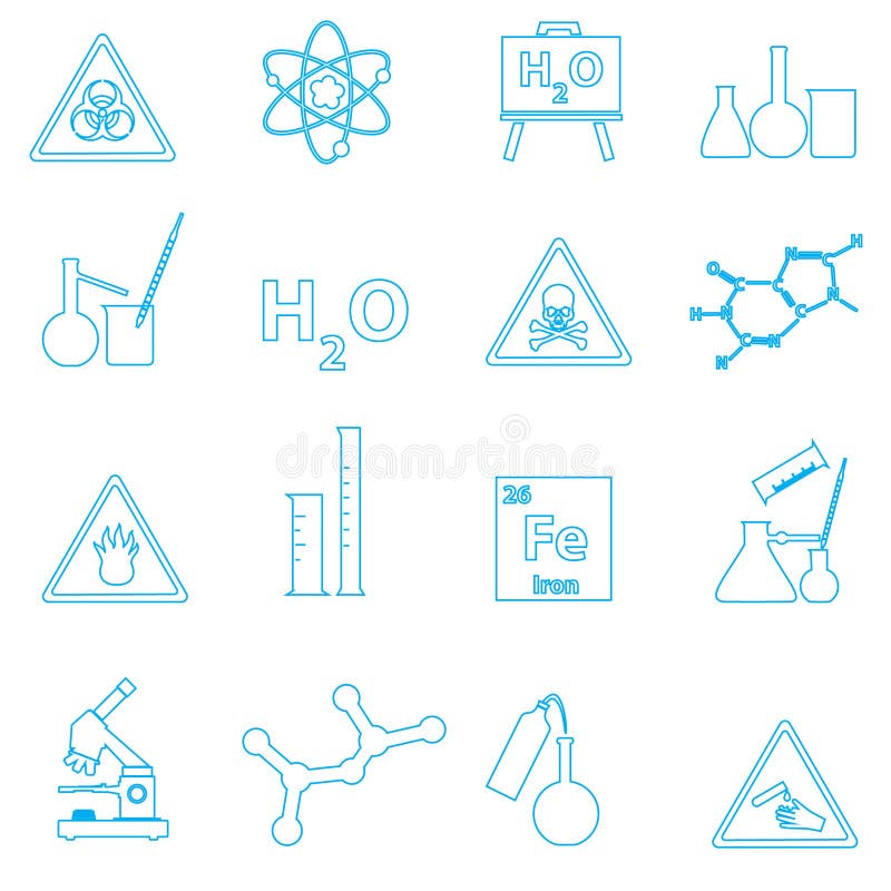 Chemistry Simple Outline Vector Icons Set Stock Vector - Illustration ...
