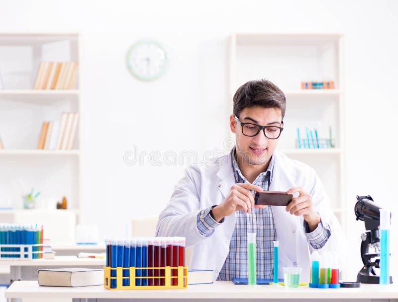 Chemistry Student Doing Chemical Experiments at Classroom Activi Stock ...