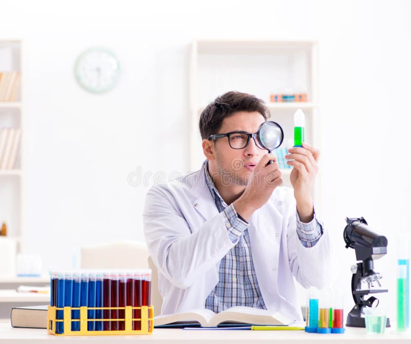 Chemistry Student Doing Chemical Experiments at Classroom Activi Stock ...