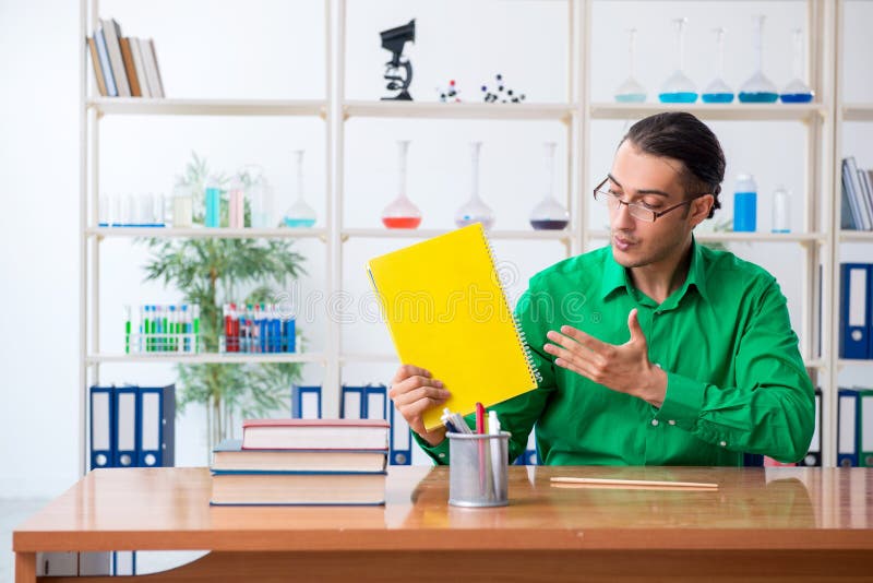Chemistry Student Studying for Exams Stock Photo - Image of flask, male ...