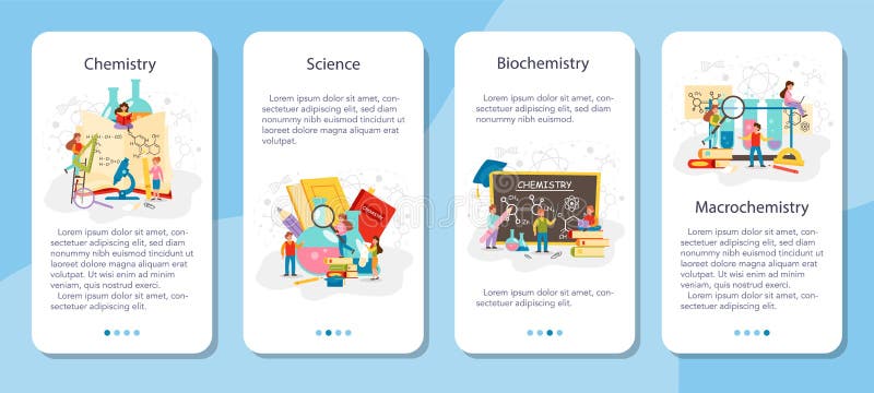 Chemistry Studying Mobile Application Banner Set. Chemistry Lesson ...