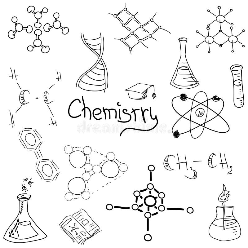 Chemistry Symbols Icon Set. Science Subject Doodle Design. Education ...