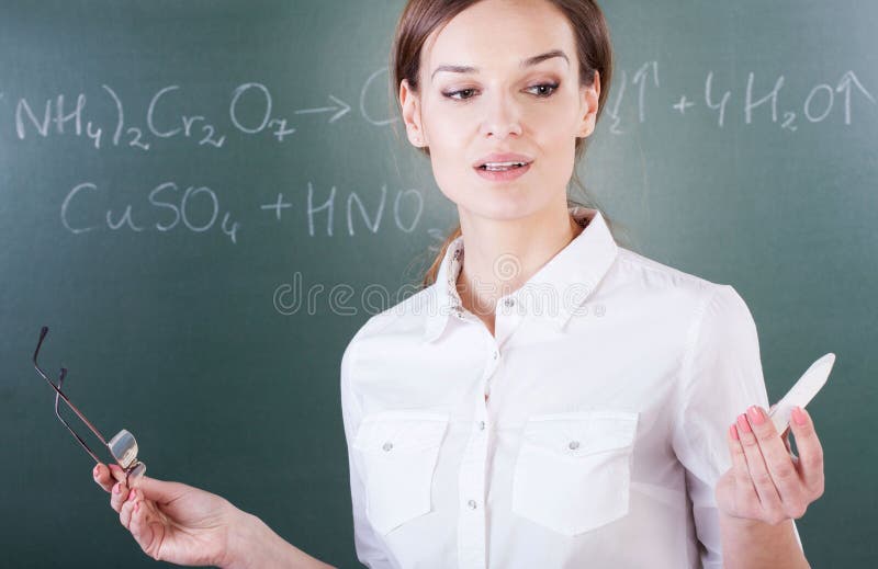 Chemistry Teacher during Work Stock Image - Image of active, glasses ...