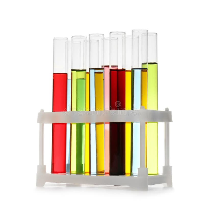 Chemistry Test Tubes in Rack with Samples Isolated Stock Image - Image ...