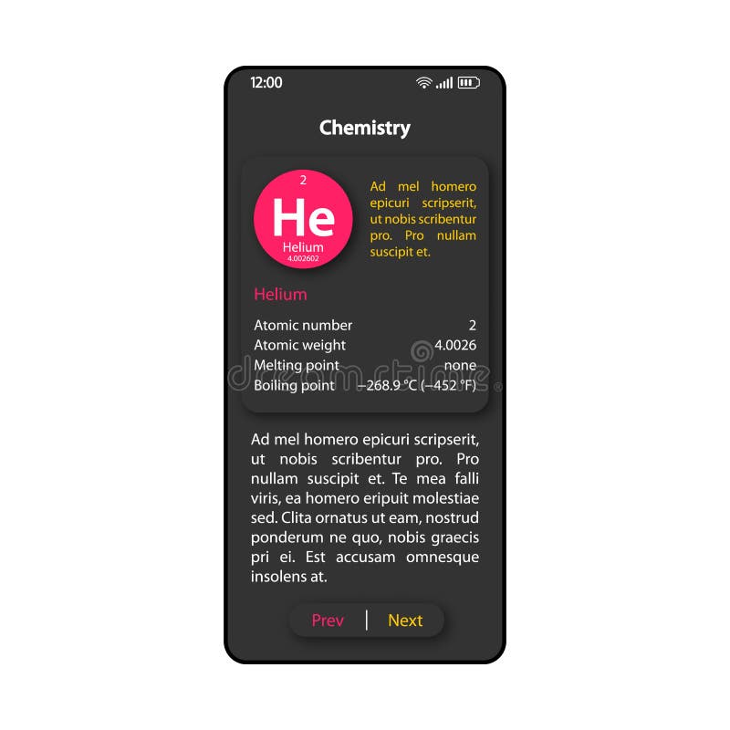 Chemistry Textbook Smartphone Interface Vector Template. Mobile App ...
