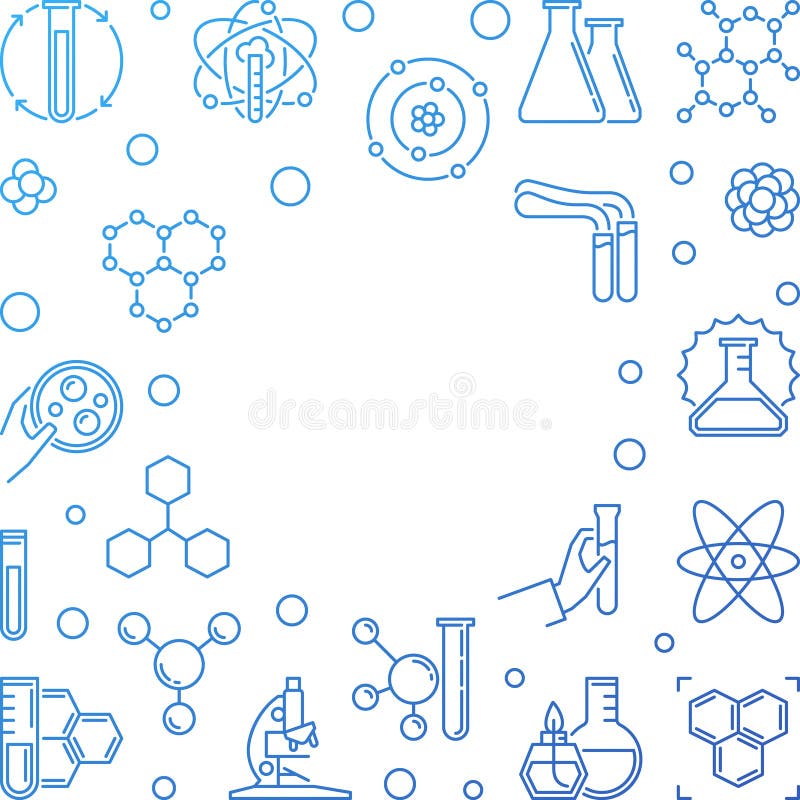 Chemistry Vector Blue Concept Frame in Thin Line Style Stock Vector ...